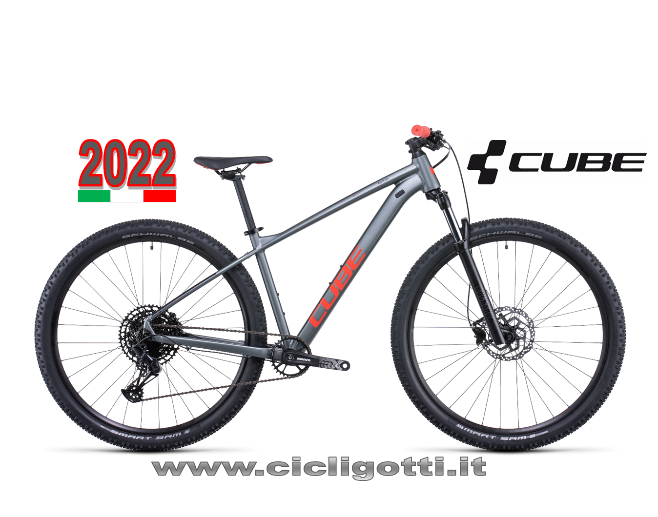 CUBE ANALOG FLASH GREY RED 2022 MTB - Cicli Gotti